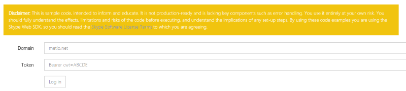 The Domain when using the sandbox is metio.net