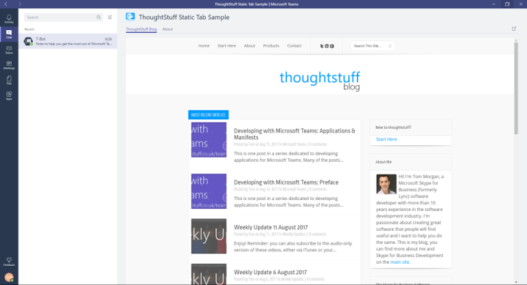 Developing with Microsoft Teams: Creating Static Tabs | The thoughtstuff Blog