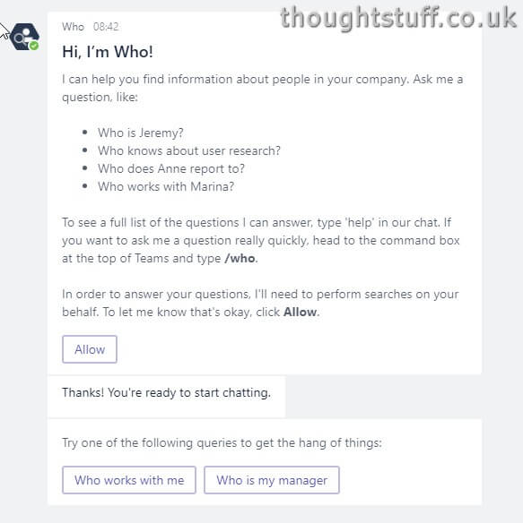 Things to try in WhoBot